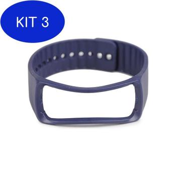 Kit 3 Pulseira Silicone Para Samsung Gear Fit Sm-R350 Azul Marinho ...