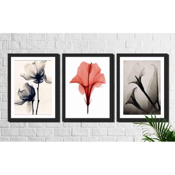 Kit 3 Quadros Decorativos Flores Minimalistas Alaranjada - Arte quadro ...
