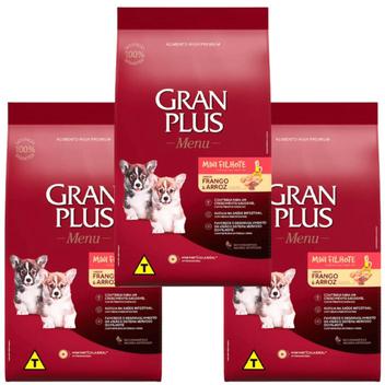 Kit 3 Ração Gran Plus Menu Cães Filhotes Mini Fgo/Arroz 1kg - GranPlus ...