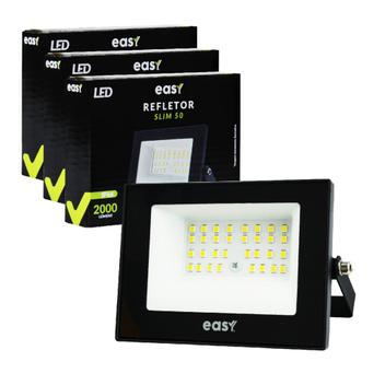 Kit 3 Refletores LED Slim 50W - IP66 - 1440 Lumens - Luz Fria 6550K - Easy - Refletor - Magazine ...