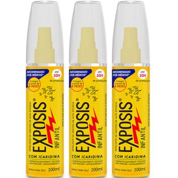 Kit 3 Repelente Exposis Infantil Spray Crianças a Partir de 6 Meses ...