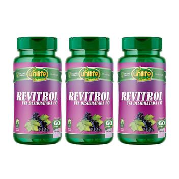 Kit 3 Resveratrol Uva Desidratada Unilife Revitrol 60 cápsulas ...