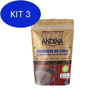 Kit 3 Semente De Chia Orgânica Color Andina 150G - Sementes - Magazine ...