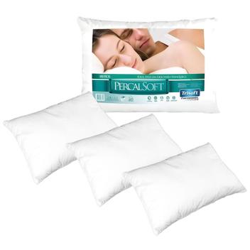 Kit 3 Travesseiros Adulto Percal Soft 180 Fios 50x70cm Trisoft - Travesseiro Comum - Magazine Luiza