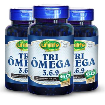 Kit 3 Tri Ômega (Ômega 3, 6 e 9) Unilife 60 cápsulas - Ômega 3, 6, 9 ...