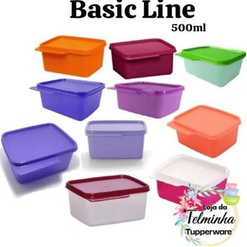 Kit 3 Tupper Basic Line 500ML cores vareadas - Tupperware - Pote ...