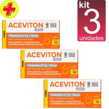 kit 3 Vitamina C 1g e Zinco - Vitamina C efervescente com 10 ...