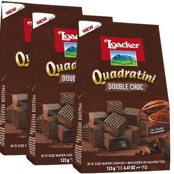 Kit 3 Waffer Loacker Quadratini Double Choc 125G - Biscoito / Bolacha ...