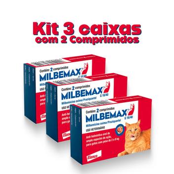 Kit 3 x Vermifugo Milbemax para Gatos 2 a 8 kg Elanco - Vermífugo Pet - Magazine Luiza