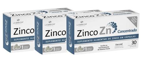 Kit 3 Zinco Zn Concentrado 30 Cápsulas Soft gel - La San Day - Zinco ...