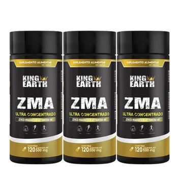 Kit 3 Zma Ultra Concentrado 500mg 120 Cápsulas - King Earth - Massa ...