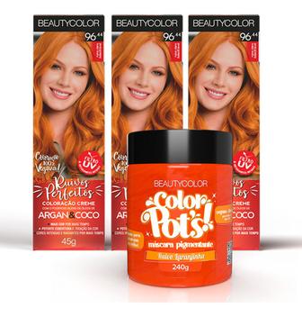 Kit 3un Beautycolor Ind. 96.44 + Color Pots Ruivo Laranjinha 240g ...