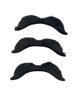 Kit 3Un Bigode Falso Preto De Pelucia Curvado Fantasia - MOR - Bigode ...