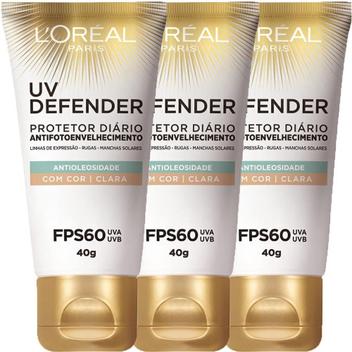 Kit 3Un Protetor Solar Uv Defender Fps60 Pele Clara 40G - Loreal ...