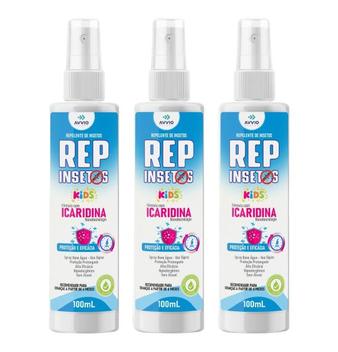 Kit 3uni Repelente Rep Insetos Kids Fórmula c/ Icaridina Spray 100ml ...