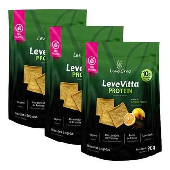 Kit 3X: Biscoito Leve Vitta Protein Lemon Pepper Leve Croc - Leve Crock - Biscoito / Bolacha ...