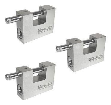Kit 3X Cadeado Alta Segurança Latão 60Mm Inviolável 4 Chaves - Monaliza ...