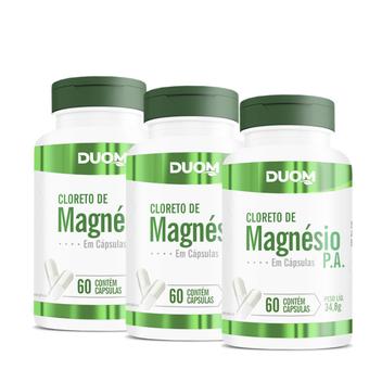 Kit 3x Cloreto De Magnésio P.A 60 Cápsulas Cada Pote 210mg Natural Suplemento Alimentar 100% ...