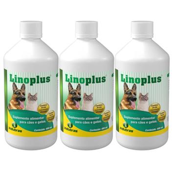 Kit 3X Linoplus 400 Ml Indubras Suplemento Para Cães E Gatos ...