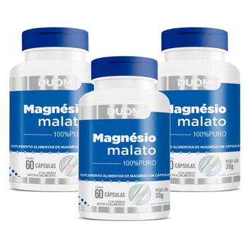 Kit 3x magnesio malato 100% puro 60 cápsulas duom alto teor de magnésio - Cloreto de Magnésio ...