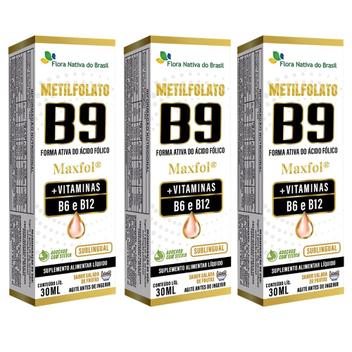 KIT 3X Metilfolato Maxfol (Vitaminas B9,B6,B12) 30ml - Flora Nativa ...