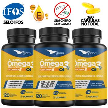 Kit 3x Ômega 3 EPA DHA 120 cápsulas 1800mg Vitamina Suplemento Alimentar IFOS Original ...