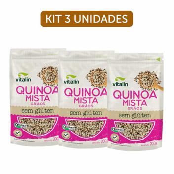 Kit 3X: Quinoa Mista em Grãos Orgânica Sem Glúten Vitalin 200g - Quinoa ...