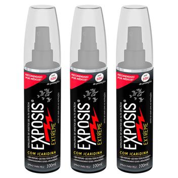 Kit 3x Repelente de Insetos Exposis Extreme Com Icaridina Uso Adulto e ...