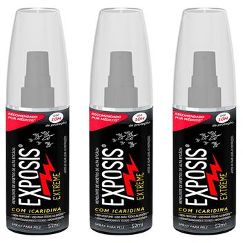 Kit 3x Repelente de Insetos Exposis Extreme Com Icaridina Uso Adulto e ...