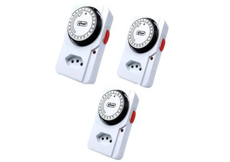 Kit 3x Temporizador Timer AnalógicoProgramável Tomada Bivolt - Exbom ...