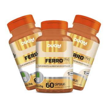 Kit 3x Unidades Frascos Ferro FE Suplemento Alimentar Natural Vitamina ...