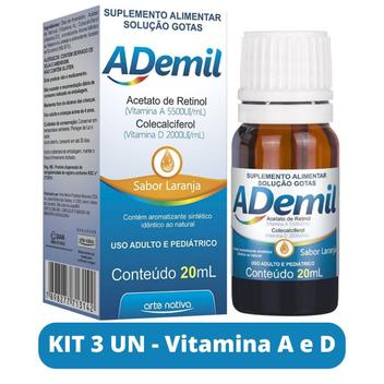 Kit 3x Vitamina A e D Ademil Gotas 20ml - Arte Nativa - Vitaminas A-Z ...