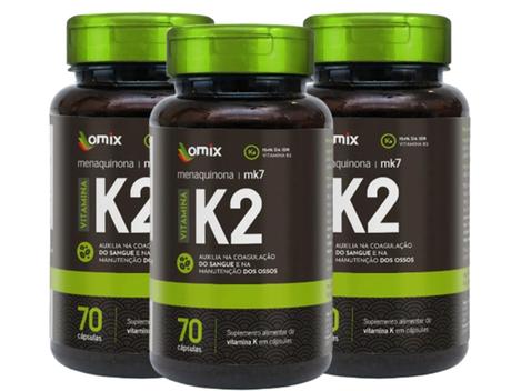 Kit 3x Vitamina K2 Menaquinona Mk7 70 Caps Omix - Kit de Suplementos ...