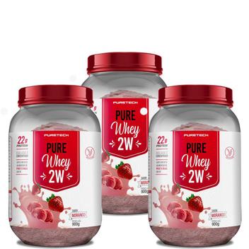 Kit 3x Whey Protein 2W 900g - Puretech - Whey Protein - Magazine Luiza