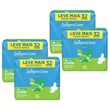 Kit 4 Absorventes Externo Sempre Livre Adapt Cobertura Suave 32un cada ...