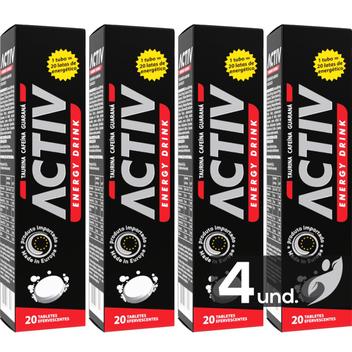 Kit 4 Activ Energy Drink Eurovit 20 Tabletes - Bebida Energética ...