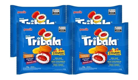 kit 4 Bala Recheada Peccin TriBala Sabor 2 Frutas Saco 500g - Balas ...