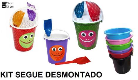 Kit 4 Balde de Praia com Acessórios Coloridos Festa - MINI TOYS ...