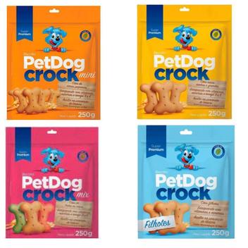 Kit 4 Biscoitos Petdog Crock Super Premium Para Cães - 250 G - Pet Dog ...