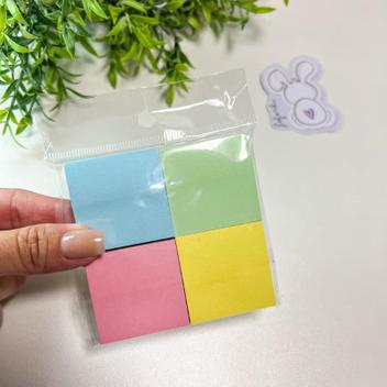 Kit 4 blocos de notas adesivas post it pastel - 3,8 x 3,8 cm ...