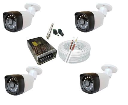 Kit 4 Câmeras Bullet externa Infra vermelho Hd c/ Acessórios - TW ...