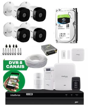 Kit 4 Câmeras Com Dvr 4ch Hd 1tb E Alarme Amt 8000 Intelbras - Gravador ...
