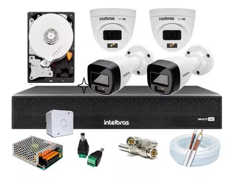 Kit 4 Cameras de Seguranca Intelbras 3220 Full Color C/ Audio, Dvr 4ch ...