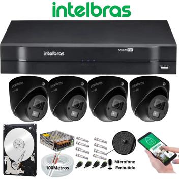 Kit 4 Cameras de Segurança Intelbras vhd 3220 C/ Audio Microfone Full ...