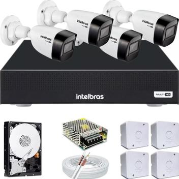 Kit 4 Cameras Intelbras 1120 Full Color, Dvr 4 Canais 1104c - Gravador ...