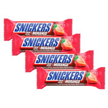 Kit 4 Chocolate Snickers Morango 42g - Chocolate / Barra de Chocolate ...