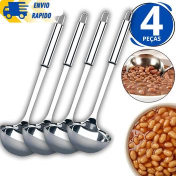 Kit 4 Concha 100% Inox Para Feijão Sopas Caldos Utensilio De Cozinha ...