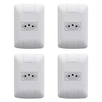 Kit 4 Conjuntos Tomada Simples 10A 4x2 Aria Tramontina - Módulo de ...