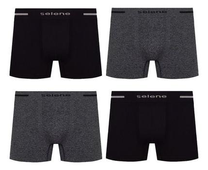 Kit 4 Cueca Boxer Box Microfibra Selene Masculina Original - Cueca ...