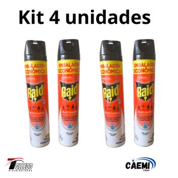 Kit 4 Inseticidas Raid Aerosol Multi Insetos 420 Ml - Inseticidas ...